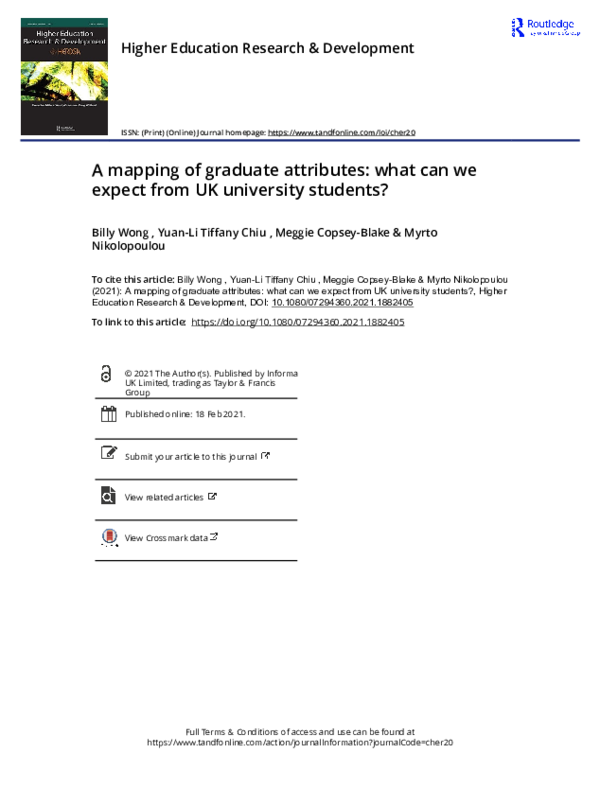 (PDF) A mapping of graduate attributes: what can we expect from UK ...