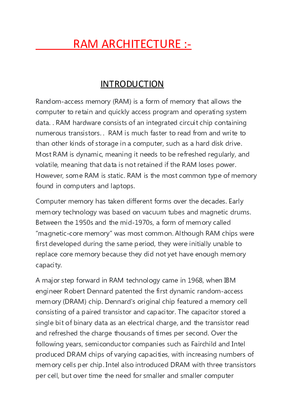 (DOC) RAM ARCHITECTURE