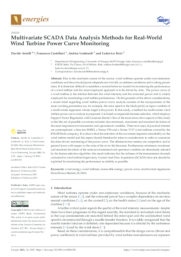 Pdf Multivariate Scada Data Analysis Methods For Real World Wind Turbine Power Curve Monitoring