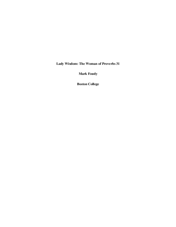 (PDF) Lady Wisdom: The Woman of Proverbs 31