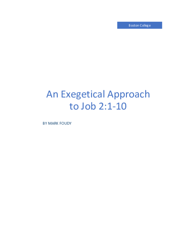 (PDF) An Exegetical Approach to Job 2:1-10