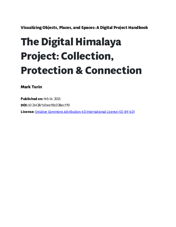 (PDF) The Digital Himalaya Project: Collection, Protection & Connection