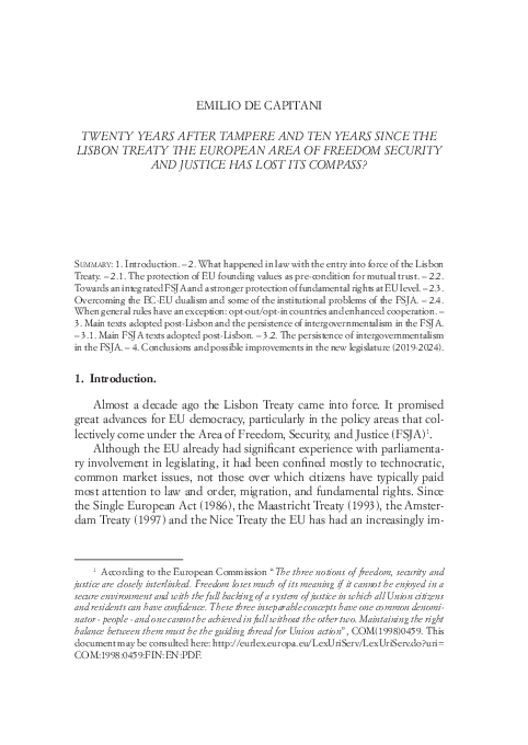 (PDF) EMILIO DE CAPITANI TWENTY YEARS AFTER TAMPERE AND TEN YEARS SINCE ...