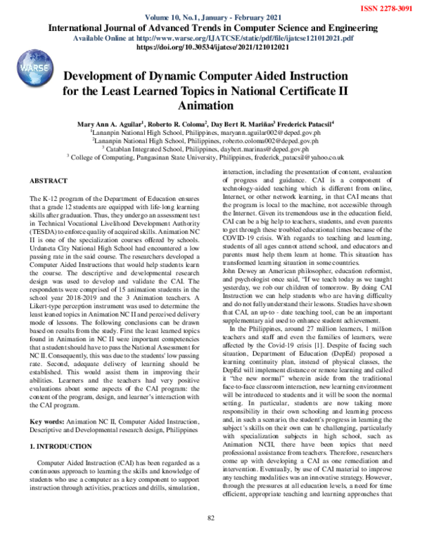 (PDF) Development of Dynamic Computer Aided Instruction for the Least ...