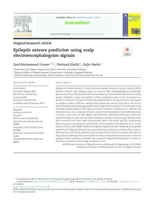 Pdf Epileptic Seizure Prediction Using Scalp Electroencephalogram Signals 