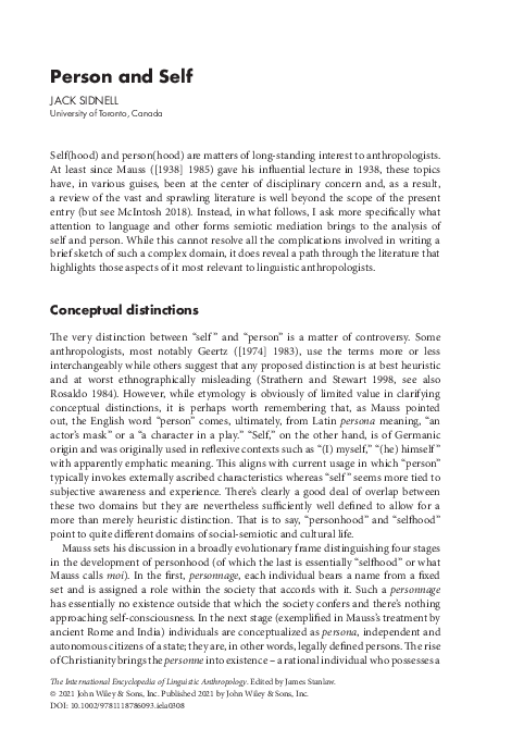 (PDF) Person and self