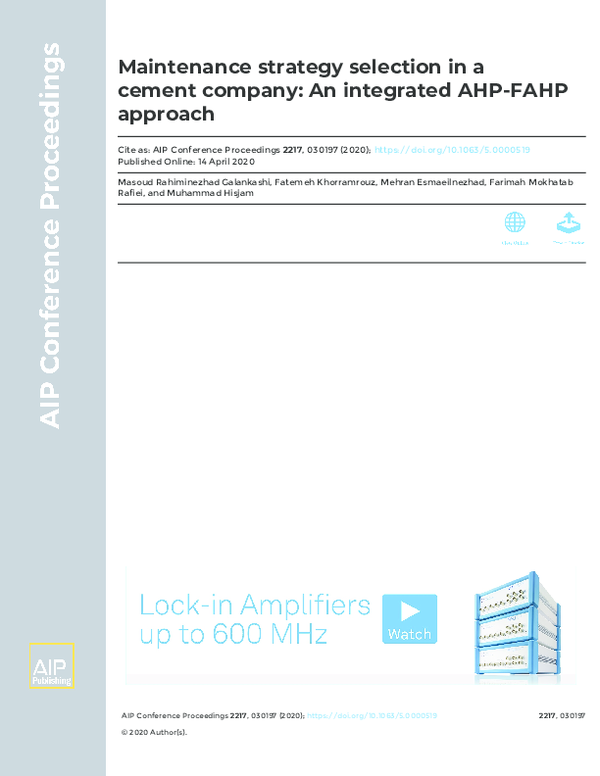 (PDF) Maintenance strategy selection in a cement company: An integrated ...