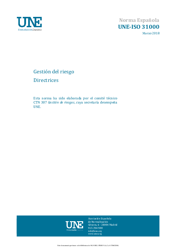 (PDF) UNE ISO 31000 (2018) GESTIÓN DEL RIESGO DIRECTRICES