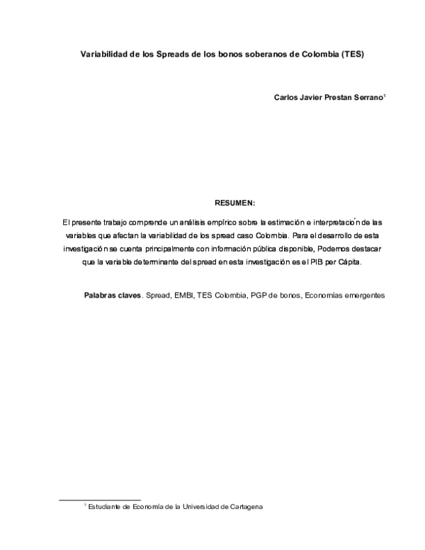 (DOC) Variabilidad de los Spreads de los bonos soberanos de Colombia (TES