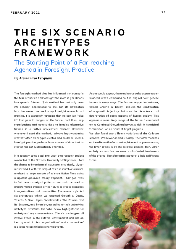 (PDF) The Six Scenario Archetypes Framework APF Compass 2021