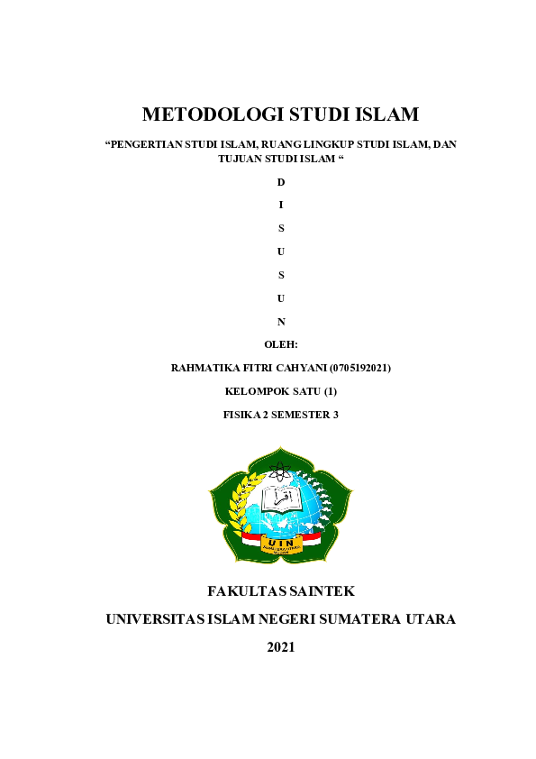 (DOC) Metodologi Studi Islam (pengertian, ruang lingkup dan tujuan metodologi studi islam)
