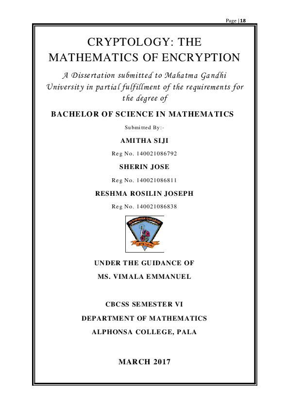 (PDF) CRYPTOLOGY: THE MATHEMATICS OF ENCRYPTION