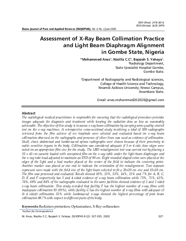 (PDF) Assessment of X-Ray Beam Collimation Practice and Light Beam ...