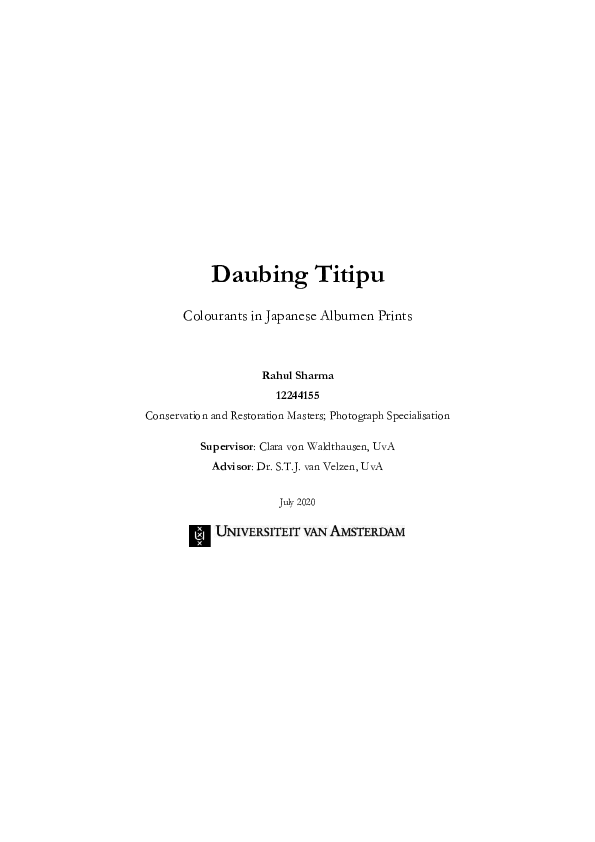 (PDF) Daubing Titipu: Colourants in Japanese Albumen Prints