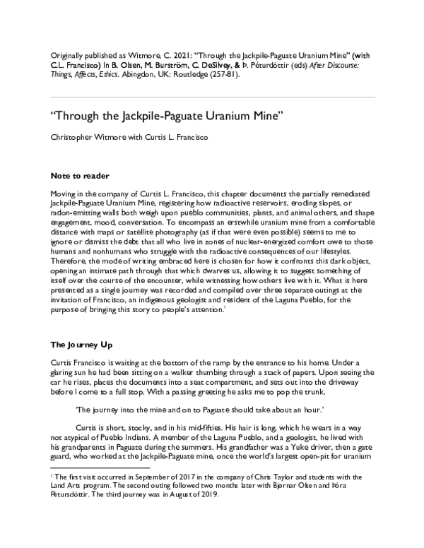 (PDF) "Through the Jackpile-Paguate Uranium Mine"