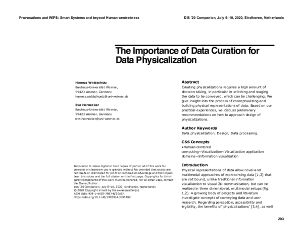 (PDF) The Importance of Data Curation for Data Physicalization