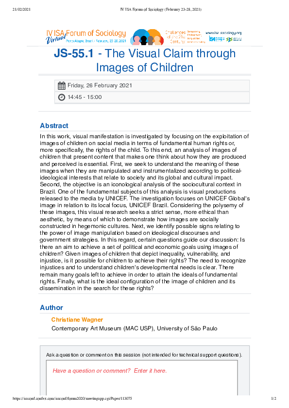 (PDF) The Visual Claim through Images of Children