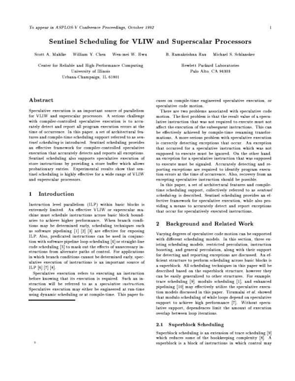 (PDF) The superblock: An effective technique for VLIW and superscalar compilation