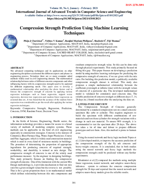 (PDF) Compression Strength Prediction Using Machine Learning Techniques