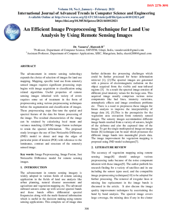(PDF) An Efficient Image Preprocessing Technique for Land Use Analysis ...