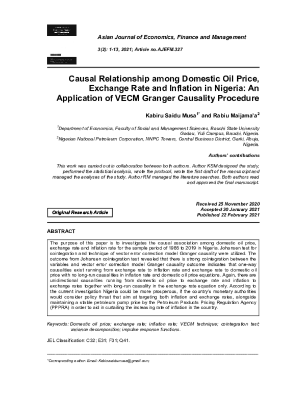 (PDF) Article no.AJEFM.327 Original Research Article Musa and Maijama'a