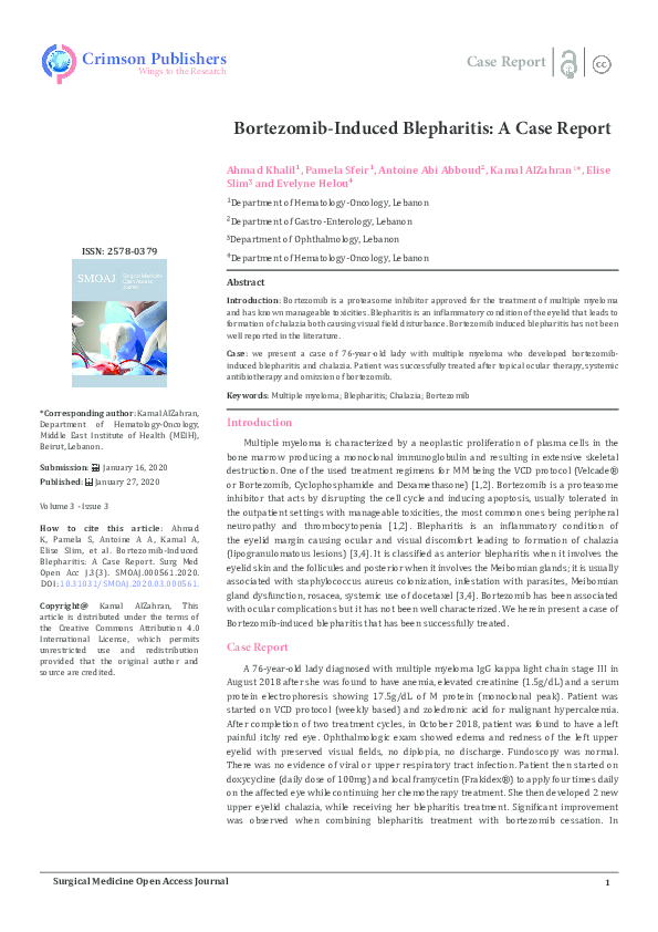 (PDF) Bortezomib-Induced Blepharitis: A Case Report