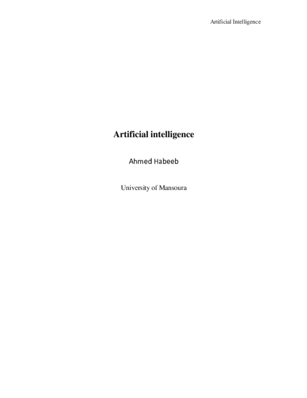 (PDF) Introduction to Artificial Intelligence