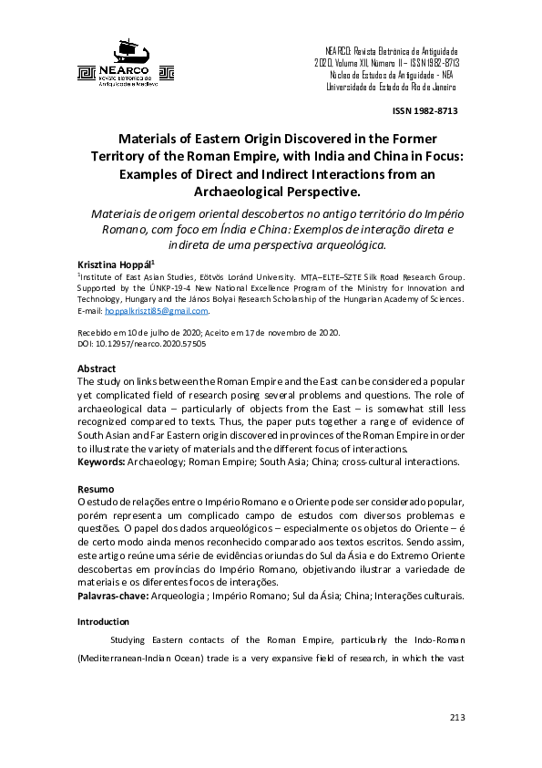(PDF) Materials of Eastern Origin Discovered in the Former Territory of ...