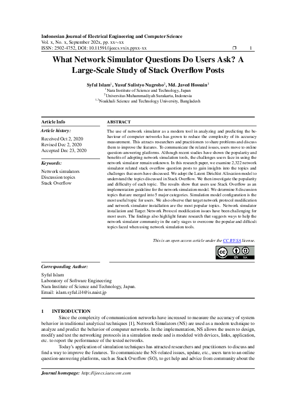 (PDF) What network simulator questions do users ask? a large-scale study of stack overflow posts