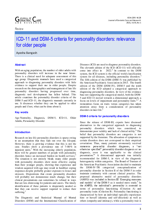 (PDF) ICD-11 and DSM-5 criteria for personality disorders: relevance ...