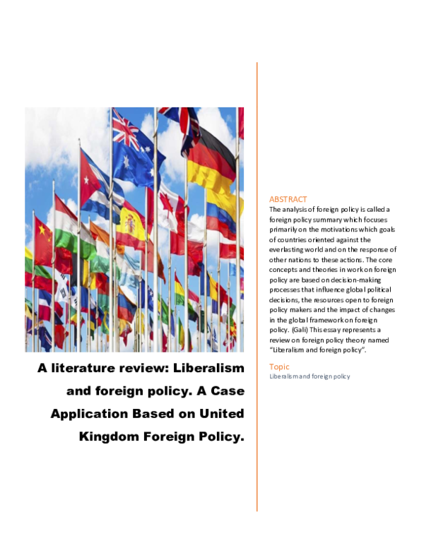 (PDF) A literature review: Liberalism and foreign policy. A Case ...