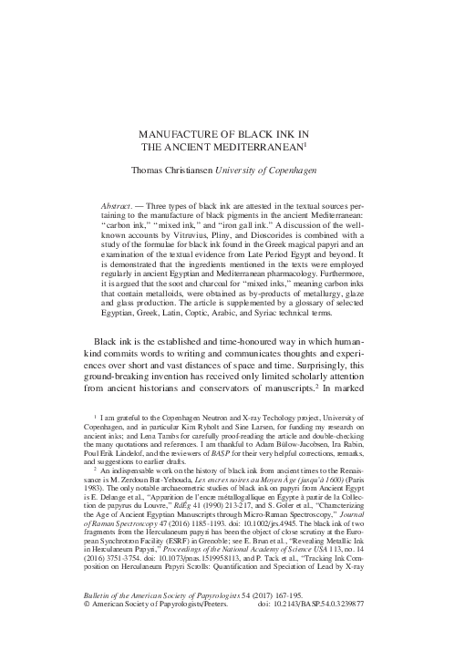(PDF) Manufacture of Black Ink in the Ancient Mediterranean