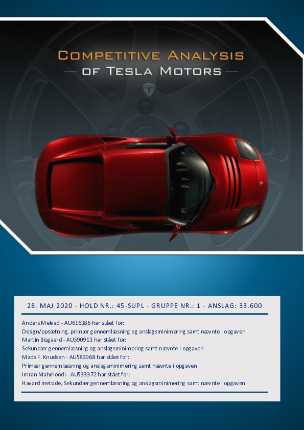 (PDF) Rapport Tesla Motors Inc. Afleveringsopgave