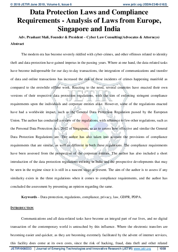 (PDF) Data Protection Laws and Compliance Requirements -Analysis of ...