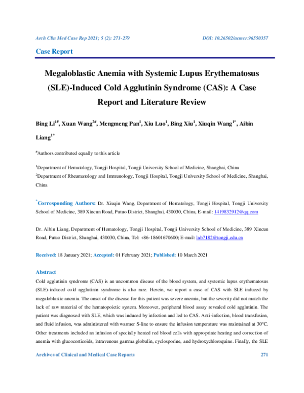 (PDF) Megaloblastic Anemia with Systemic Lupus Erythematosus (SLE ...