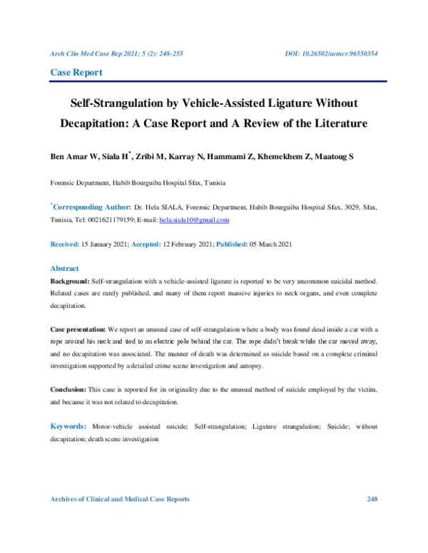 (PDF) Self-Strangulation by Vehicle-Assisted Ligature Without ...