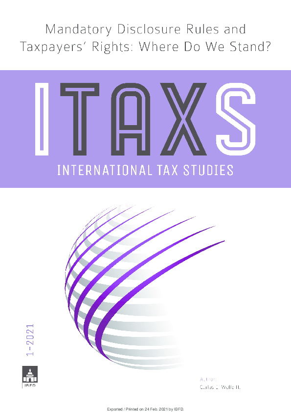 (PDF) Mandatory Disclosure Rules and Taxpayers Rights: Where Do We Stand?