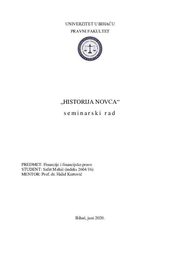 (PDF) Historija novca