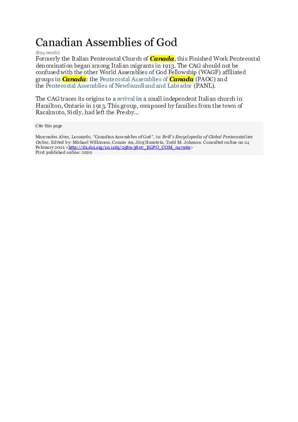 (PDF) Canadian Assemblies of God