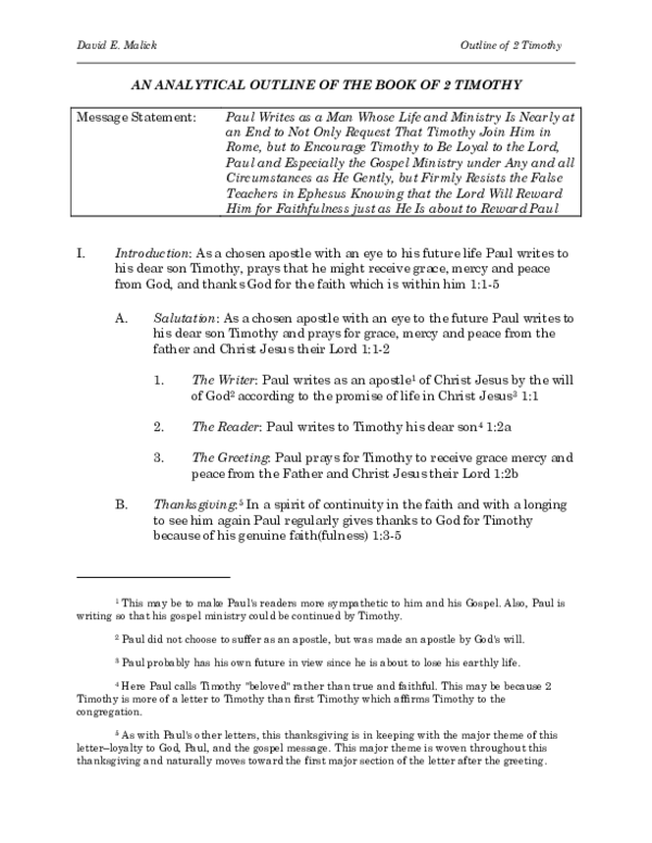 (PDF) AN ANALYTICAL OUTLINE OF THE BOOK OF 2 TIMOTHY