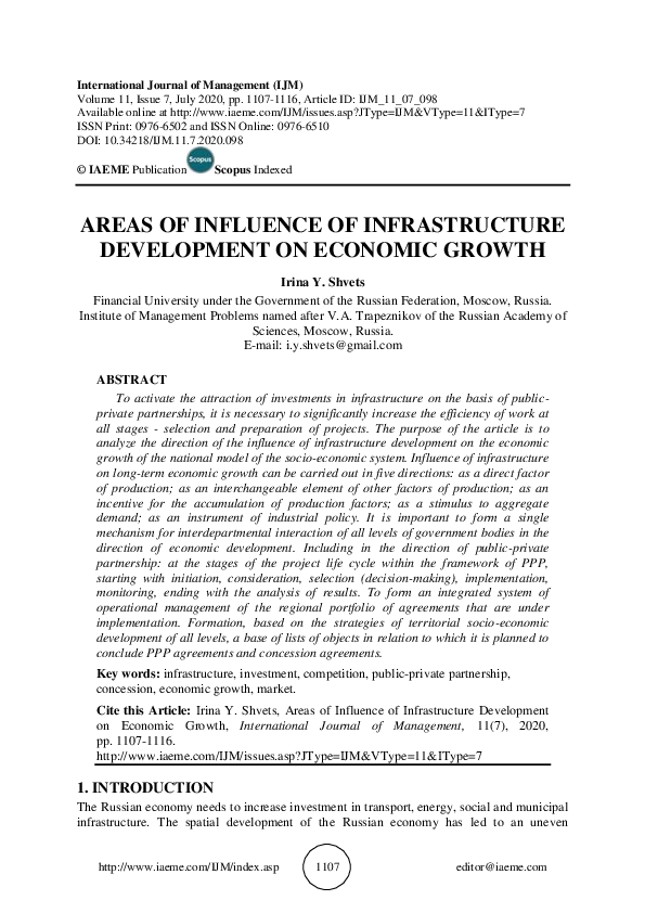 (PDF) Areas of Influence of Infrastructure Development on Economic Growth