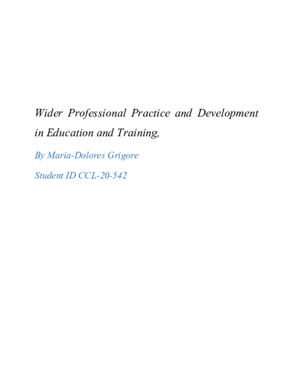 (DOC) Wider Professional Practice and Development in Education and Training