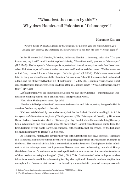 (PDF) "What dost thou mean by this?": Why does Hamlet call Polonius a ...