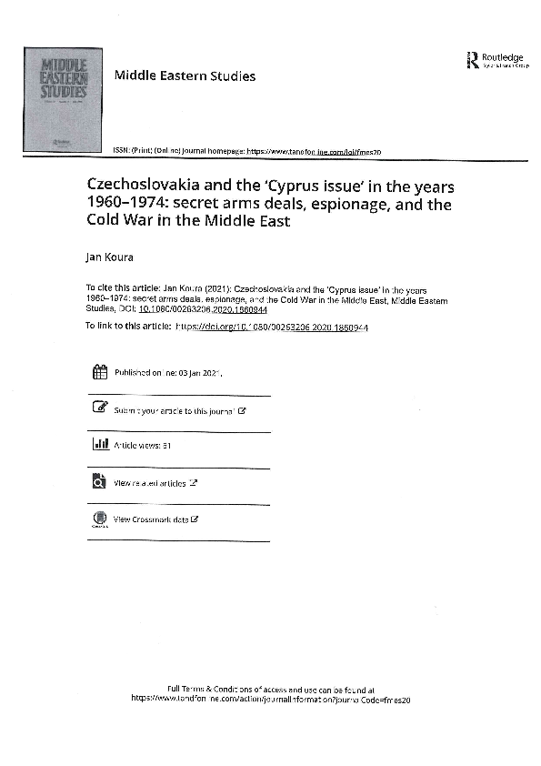 (PDF) Czechoslovakia and the ‘Cyprus issue’ in the years 1960–1974 ...