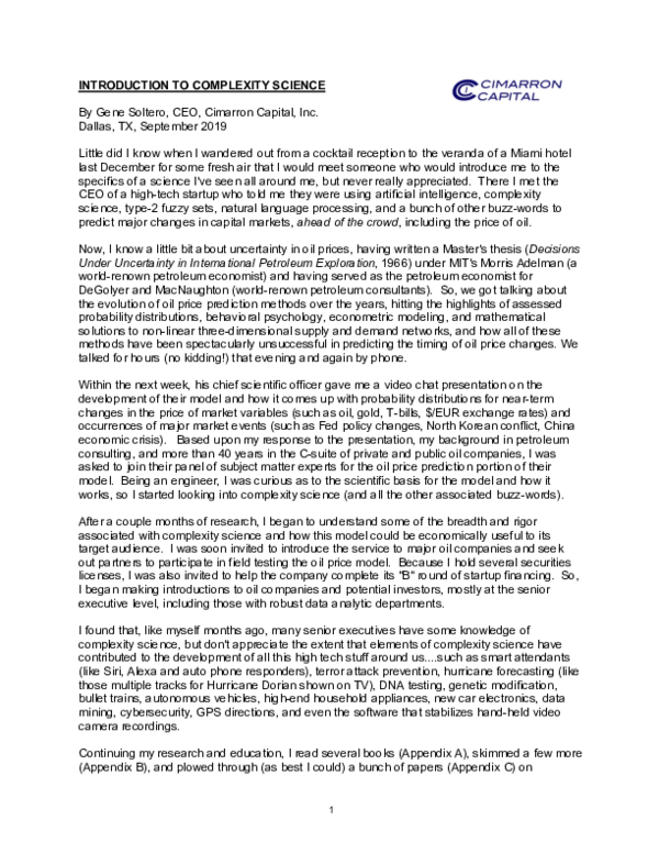 (PDF) INTRODUCTION TO COMPLEXITY SCIENCE