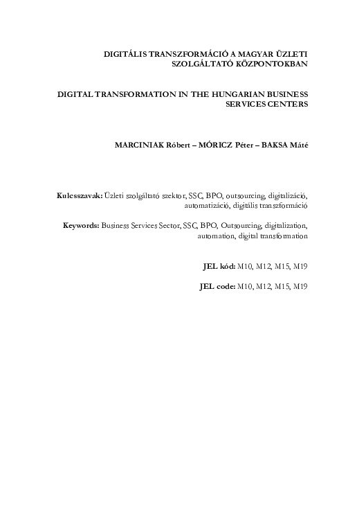 (PDF) DIGITÁLIS TRANSZFORMÁCIÓ A MAGYAR ÜZLETI SZOLGÁLTATÓ KÖZPONTOKBAN ...