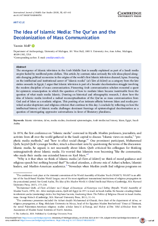 (PDF) The Idea of Islamic Media: The Qur'an and the Decolonization of ...