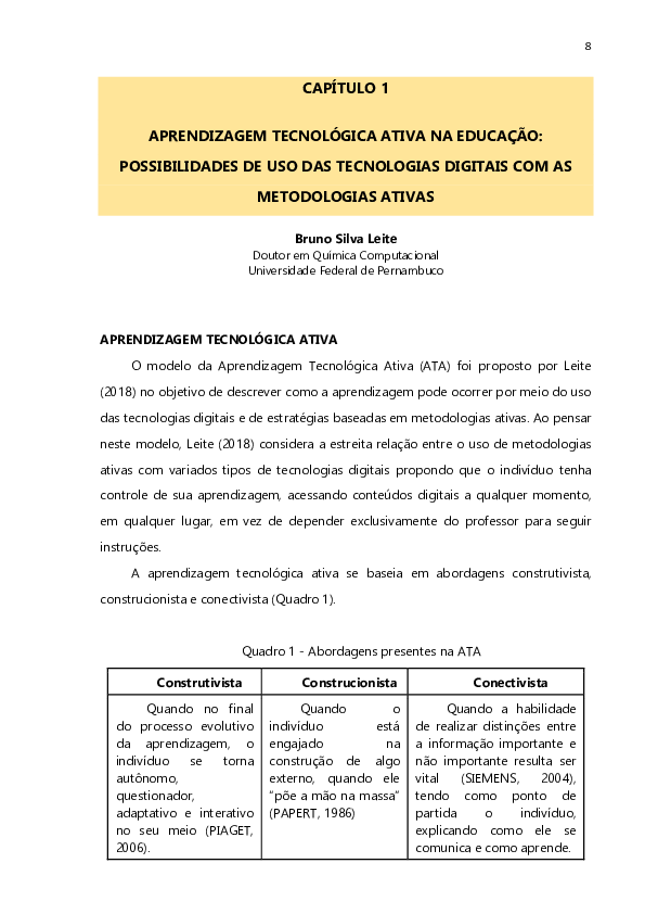 Pdf Aprendizagem Tecnológica Ativa Na Educação Possibilidades De Uso