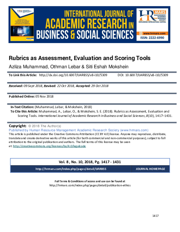 Pdf Rubrics As Assessment Evaluation And Scoring Tools