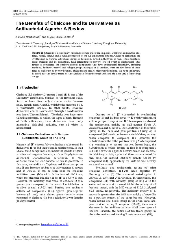(PDF) The Benefits of Chalcone and Its Derivatives as Antibacterial ...